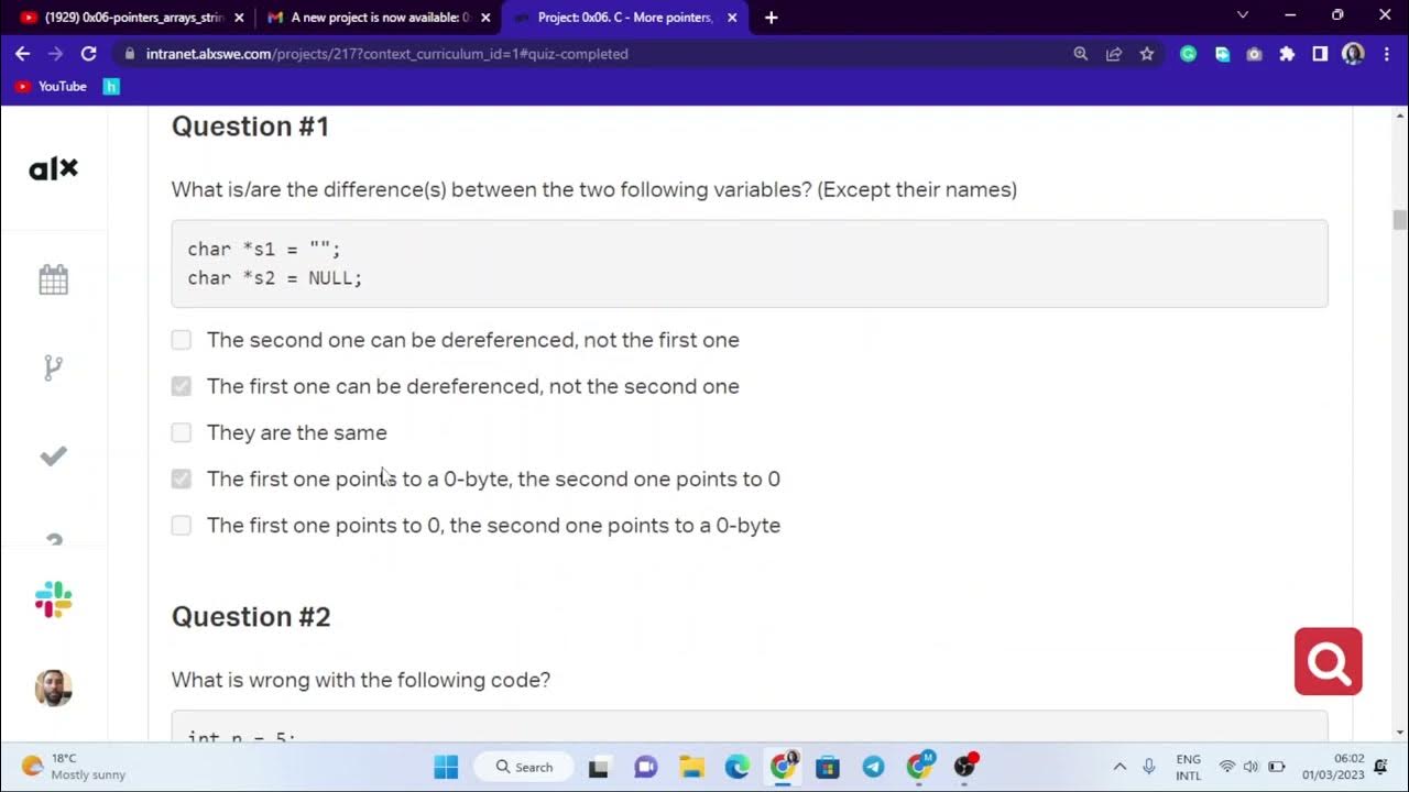 0x06 C More Pointers Arrays And Strings Quiz Questions Youtube