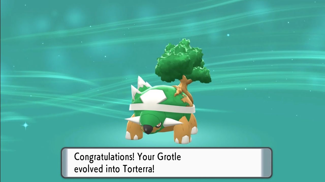 Pokemon Brilliant Diamond Grotle evolve - YouTube