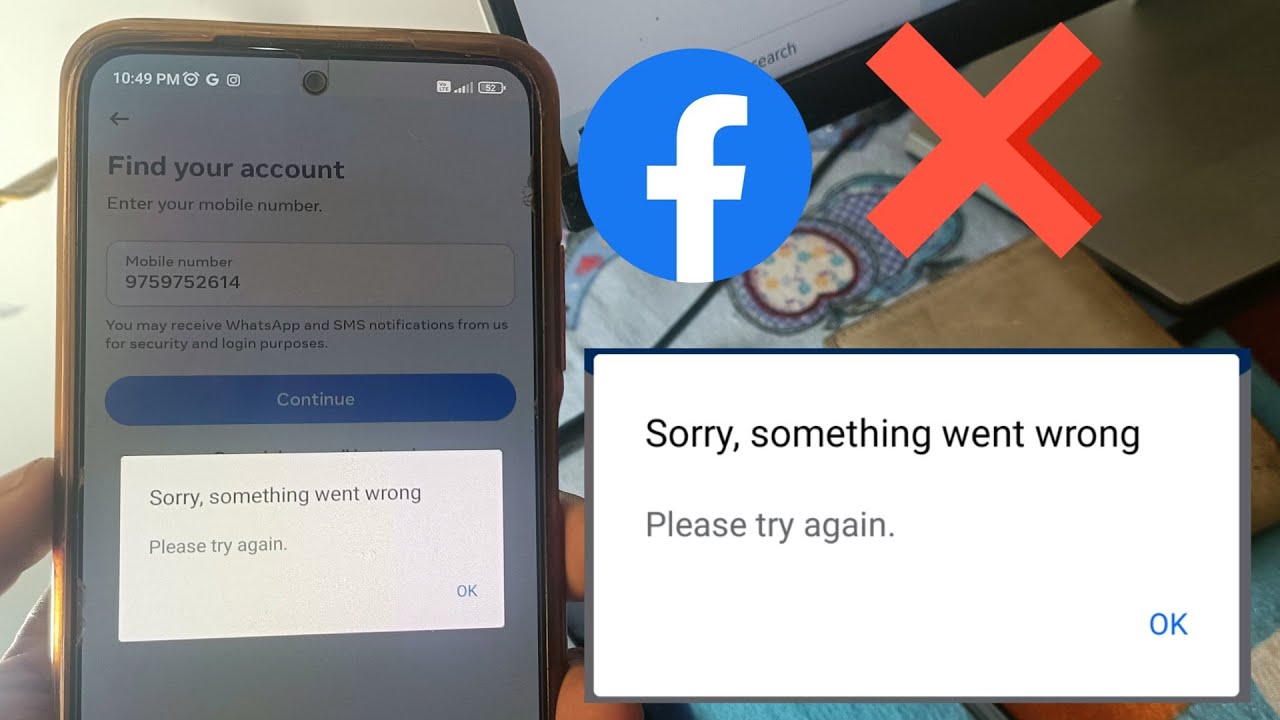 sorry, something went wrong please try again later facebook - YouTube