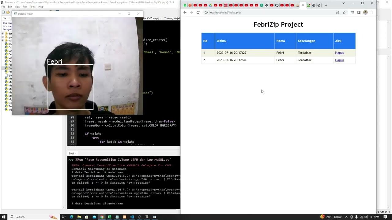Face Detection Dengan Mysql Web Php Native Python Youtube