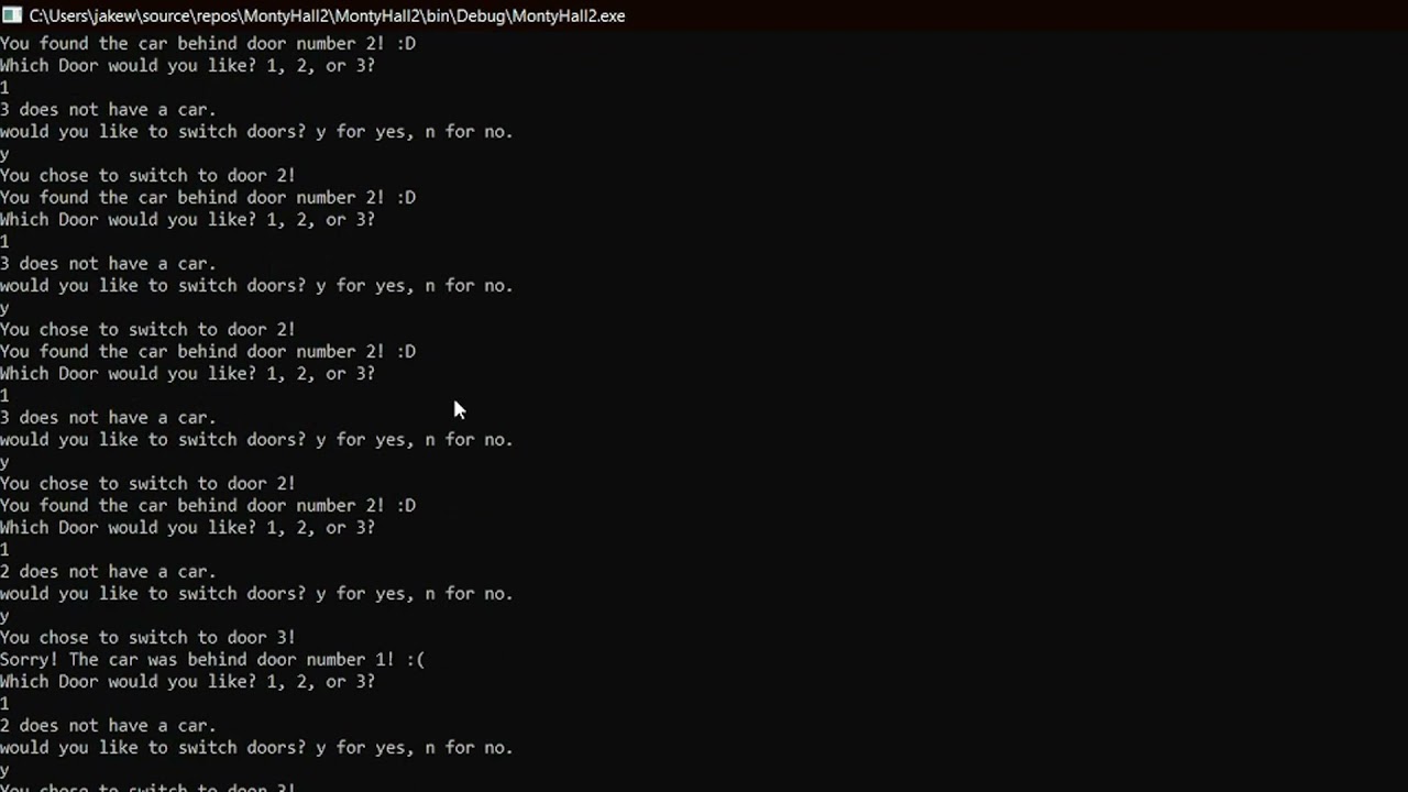 Monty Hall Simulation in C# - YouTube