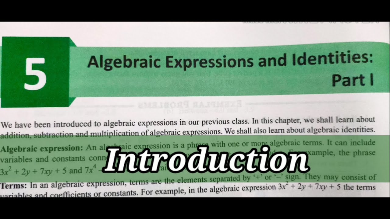 Algebraic Expressions and Identities | Introduction | class 8 | Start ...