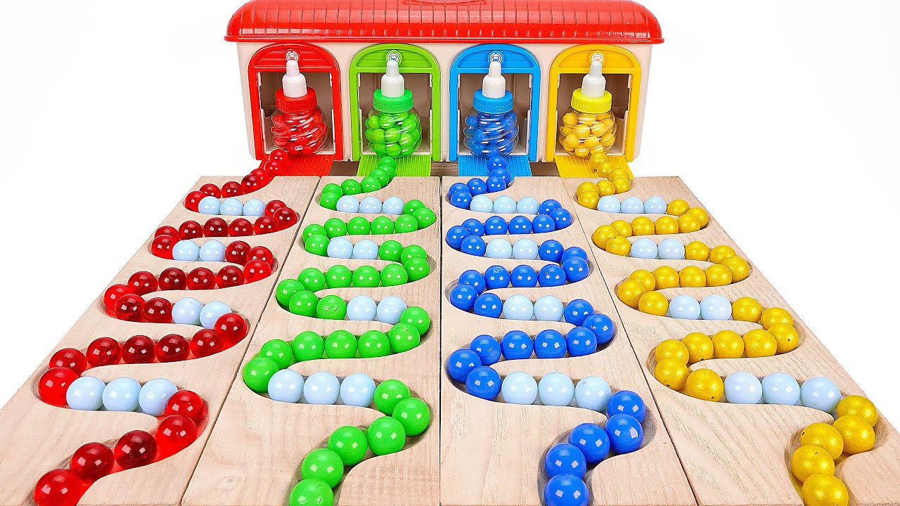 Marble Run Race Plasticine ASMR Pop Tubes Train - YouTube