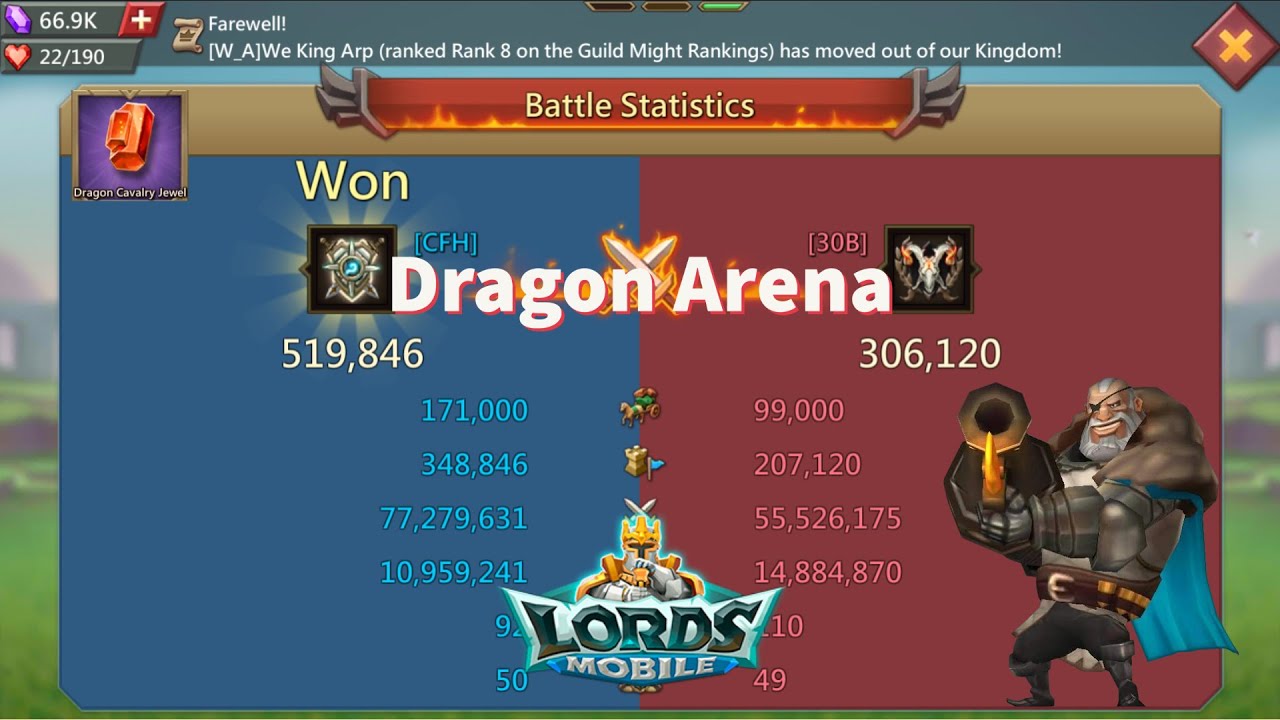 Lords Mobile - Dragon Arena CFH vs 30B! - YouTube