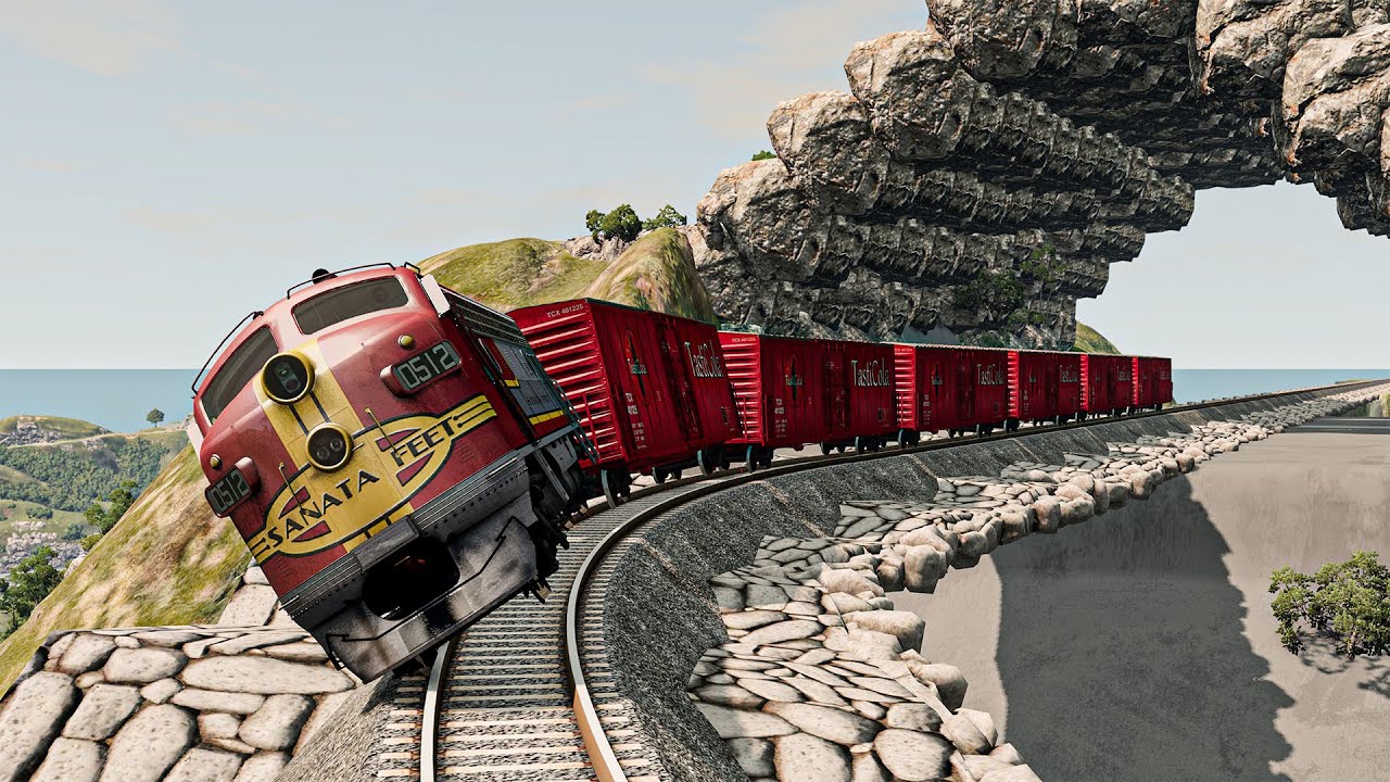 Epic Trains vs High Speed Crashes & Ultimate Derailments 01 BeamNG ...