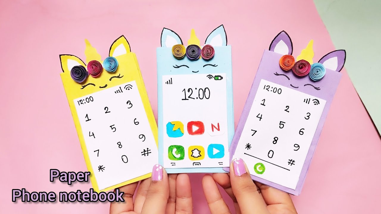 How to make paper phone notebook/DIY unicorn notebook/ How to make ...