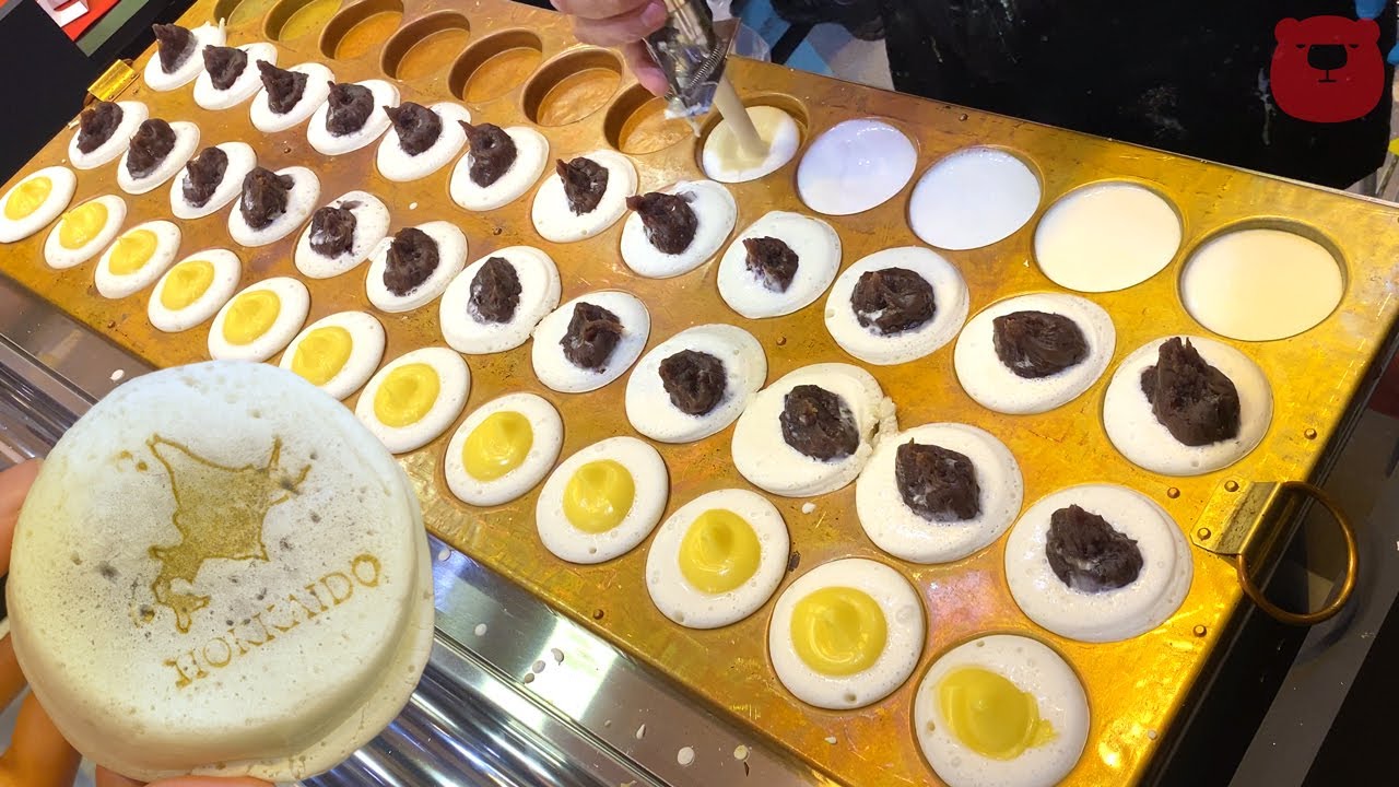 Japanese Stuffed Pancakes with DURIAN obanyaki imagawayaki cake - YouTube