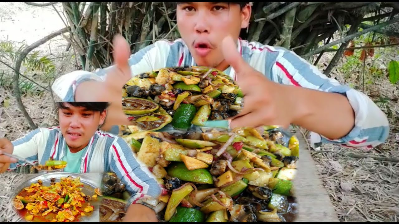 Let's eat a snail with a spicy mango slice - YouTube