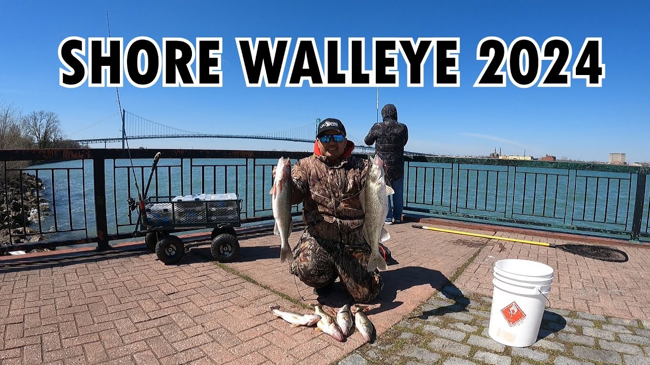 FIRST SHORE WALLEYE LIMIT OF 2024 - DETROIT RIVER FISHING - YouTube