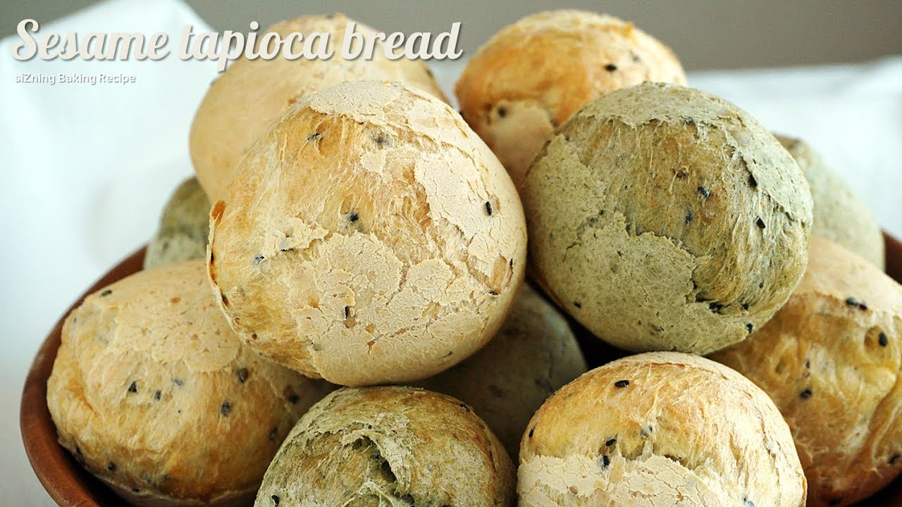 담백+쫄깃한 '기본&쑥 깨찰빵' 만들기 : Sesame tapioca bread｜siZning - YouTube