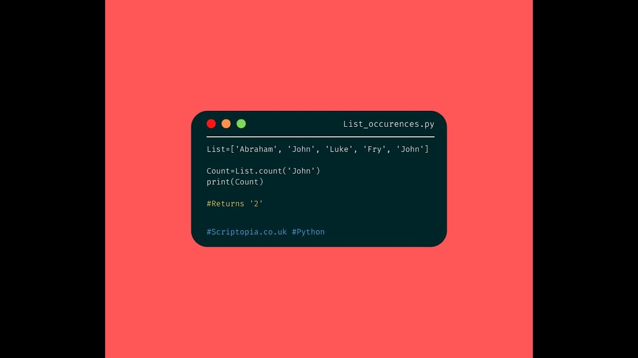 Python Lists Count The Occurrences Of A List Item Youtube 6541