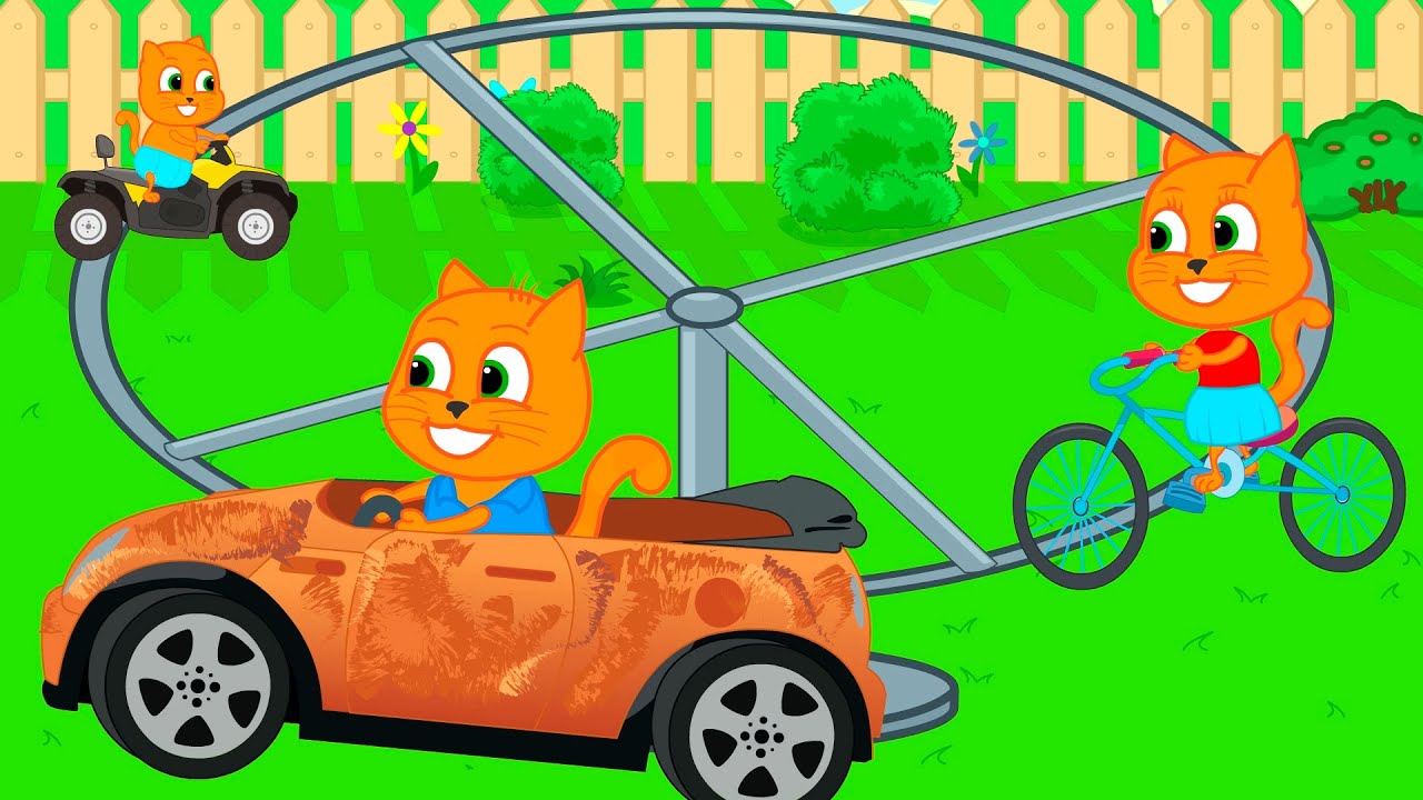 Cats Family in English - Ferris Wheel Cartoon for Kids - YouTube