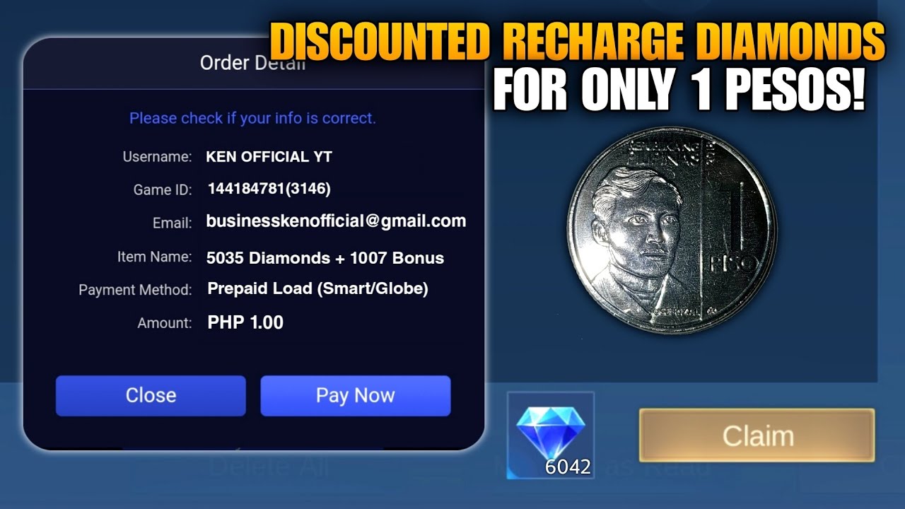 HOW TO RECHARGE ML DIAMONDS FOR ONLY 1 PESOS! DISCOUNT UP TO 99% OFF ...