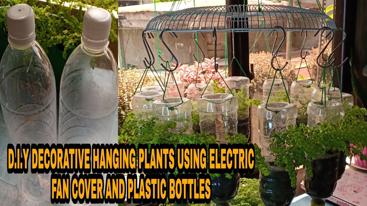 D.I.Y DECORATIVE HANGING PLANTS USING ELECTRIC FAN COVER AND RECYCLED ...