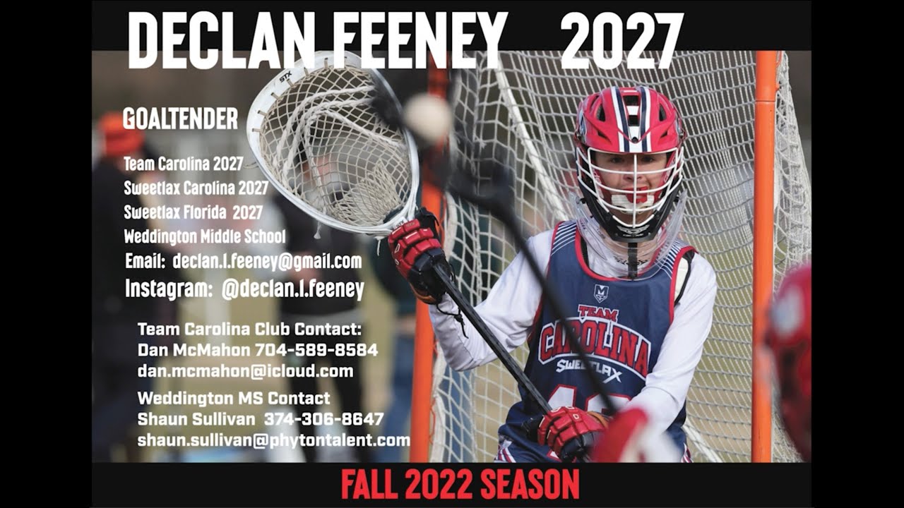 Declan Feeney - Boys Lacrosse - Goalie - 2027 - Fall 2022 Highlights ...