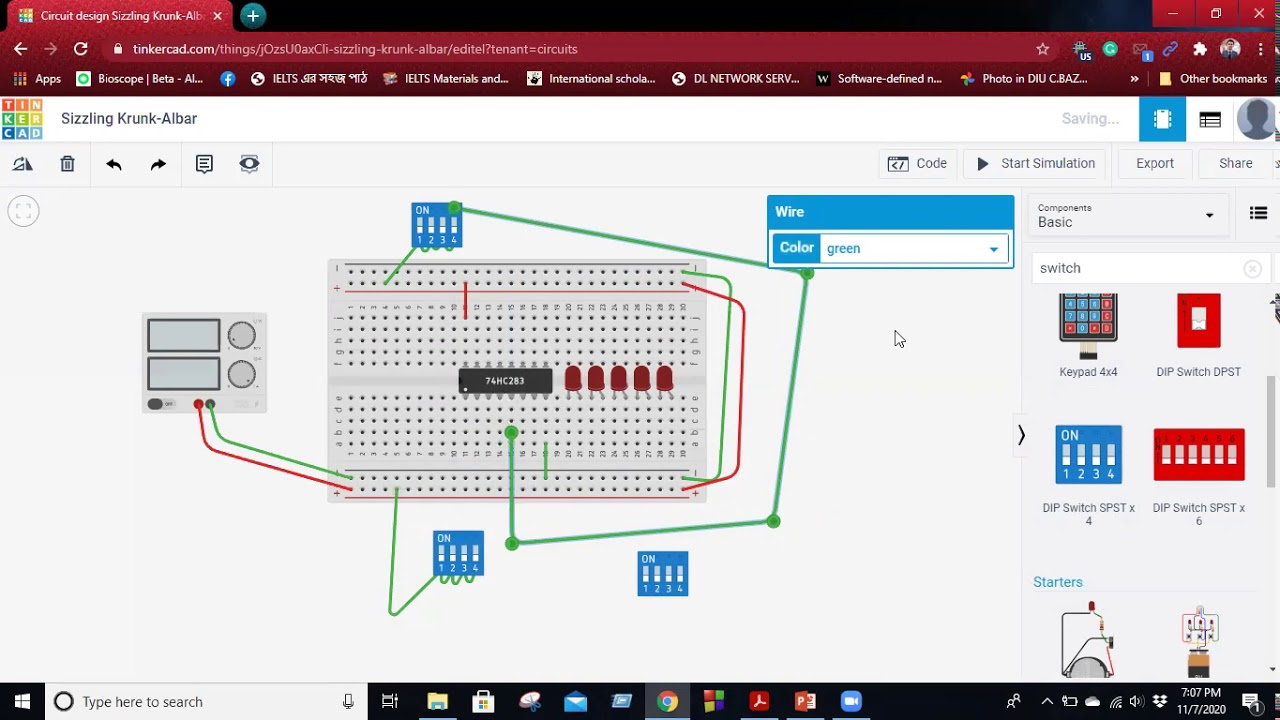 DS Lab 09 | 4 Bit Parallel Adder Implementation Using Tinkercad - YouTube