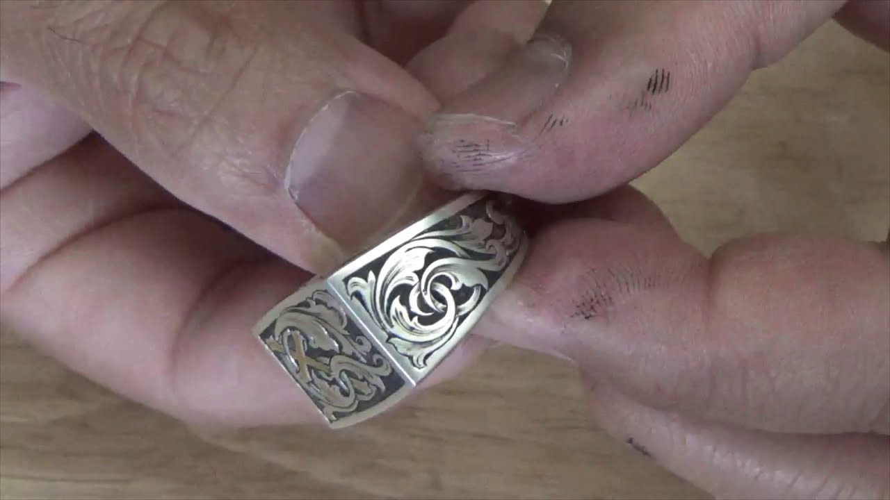 Engraving a Sterling Silver Signet Ring - YouTube