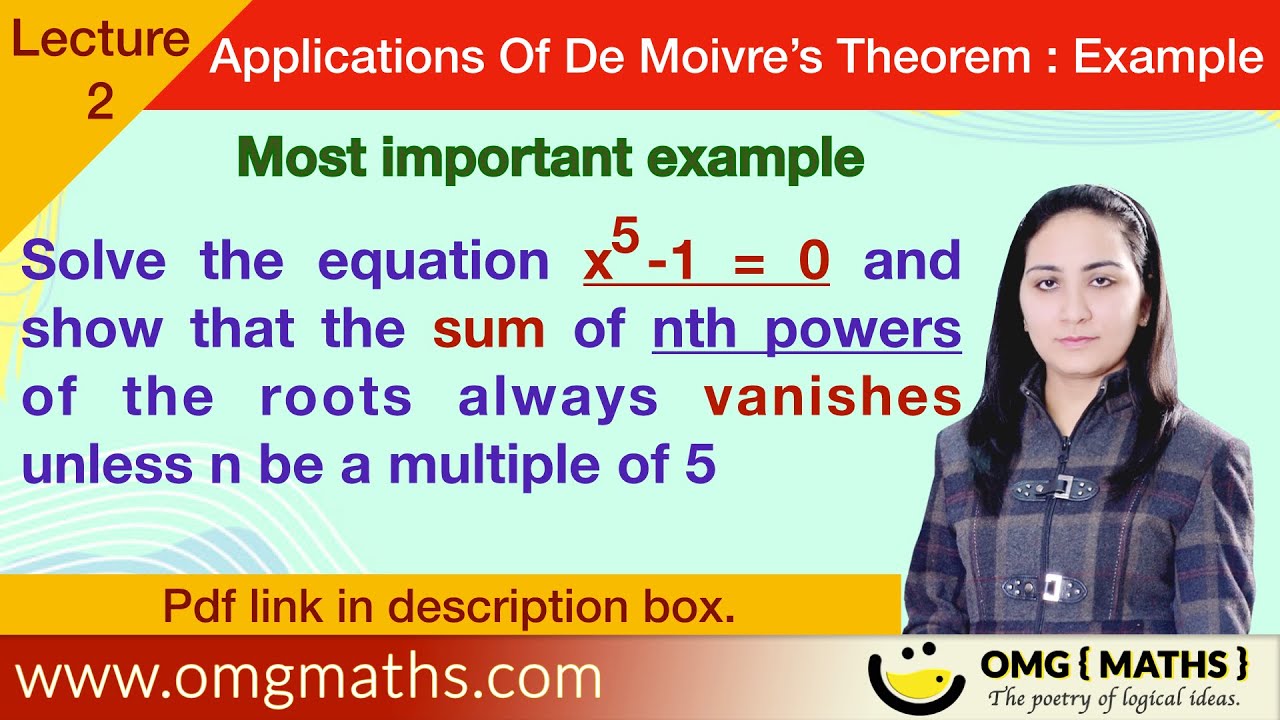 X^5-1=0 Show that sum of nth powers of roots vanishes | Applications of ...