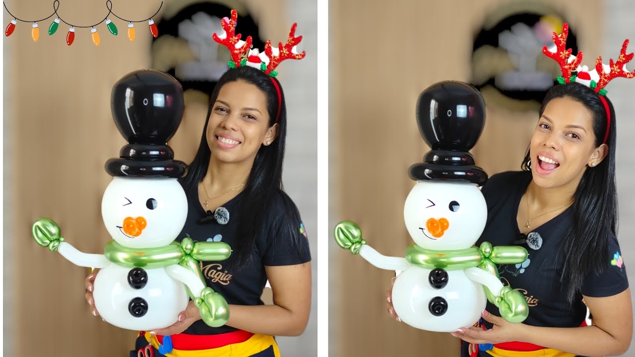 Cómo hacer un muñeco de nieve con globos - decoración navideña ...
