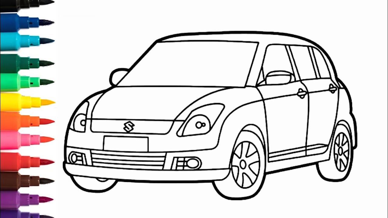 Simple Car Drawing Easy | Car Drawing and Coloring for Kids | How to ...