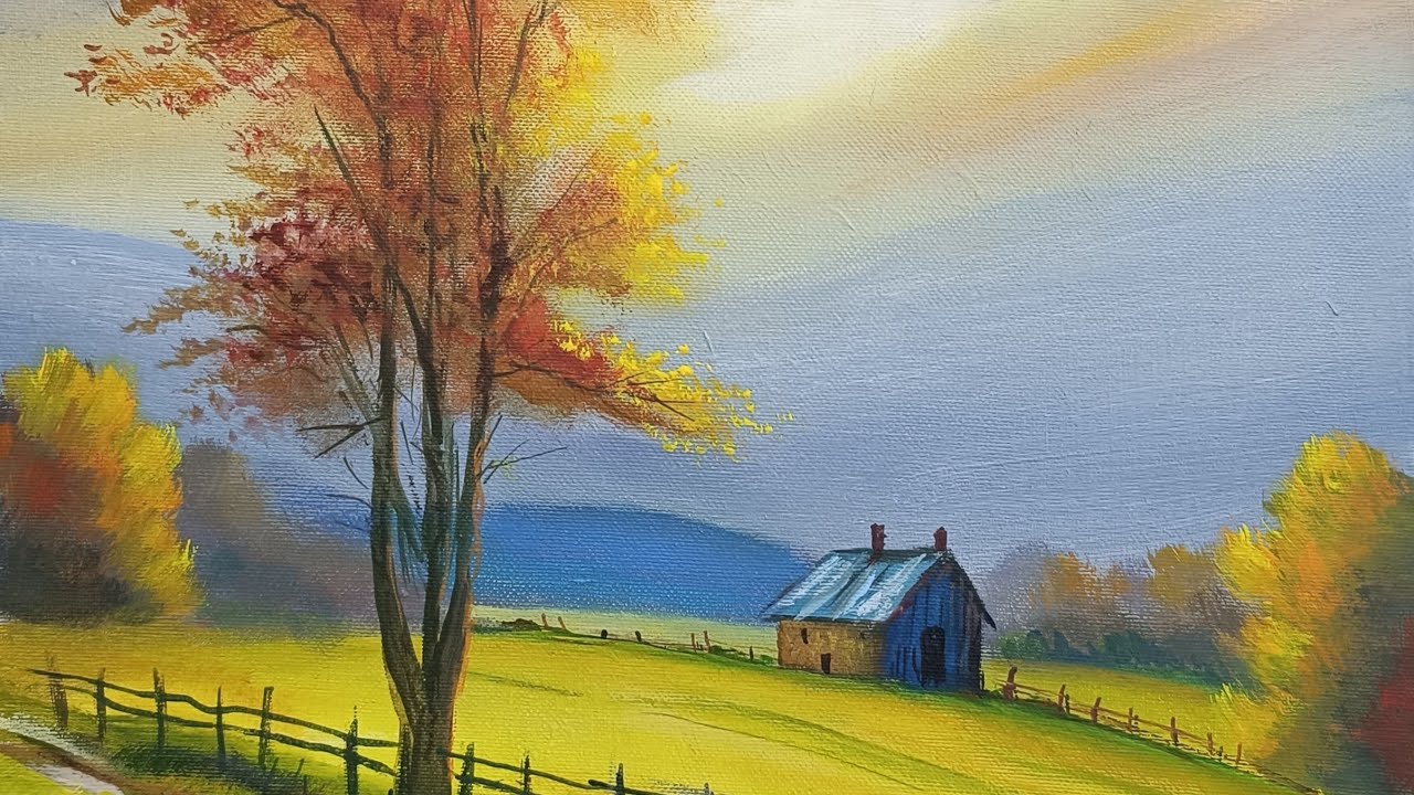 Kır Manzara Akrilik Boya Landscape Acrylic Painting - YouTube