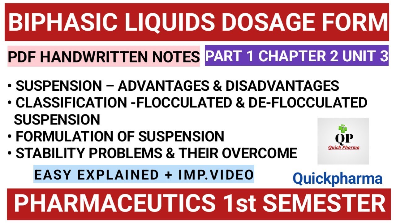 Biphasic Liquid Dosage Form | Suspension | (complete) | Part 1 Chapter ...