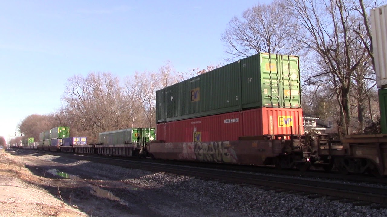 NORFOLK SOUTHERN GE ES40DC GEVO Southbound Intermodal Container Train ...