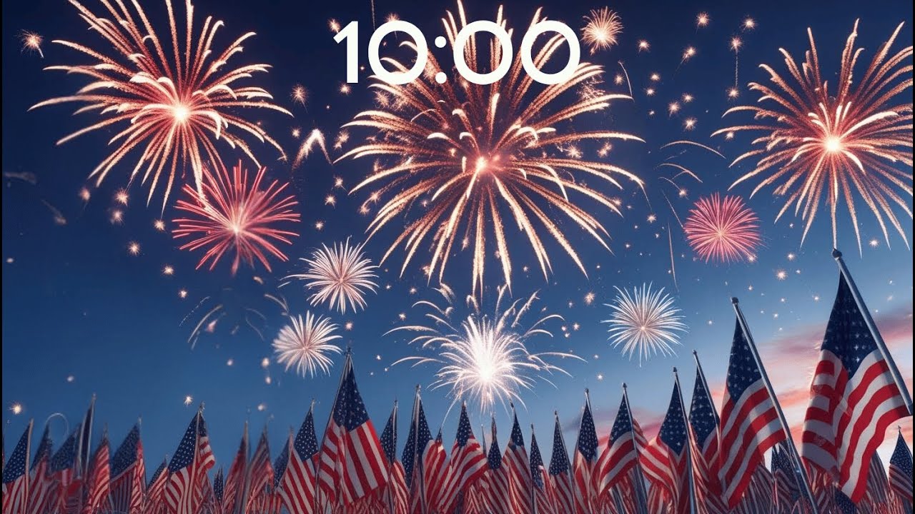 10 Minute Countdown Timer - Fourth of July Fireworks & Flags With Music ...