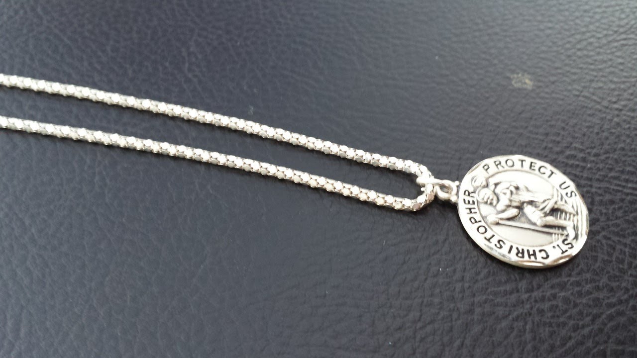Sterling Silver Popcorn Chain (925) With St. Christopher Pendant (925 ...