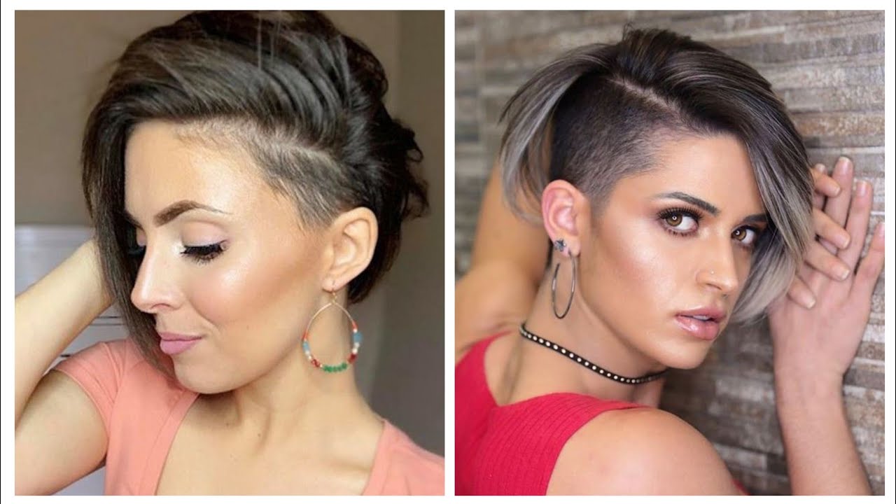 Fluffy One Sided Shaved Short Pixie Hairstyles Haircut And Hair Dye Color Ideas - YouTube