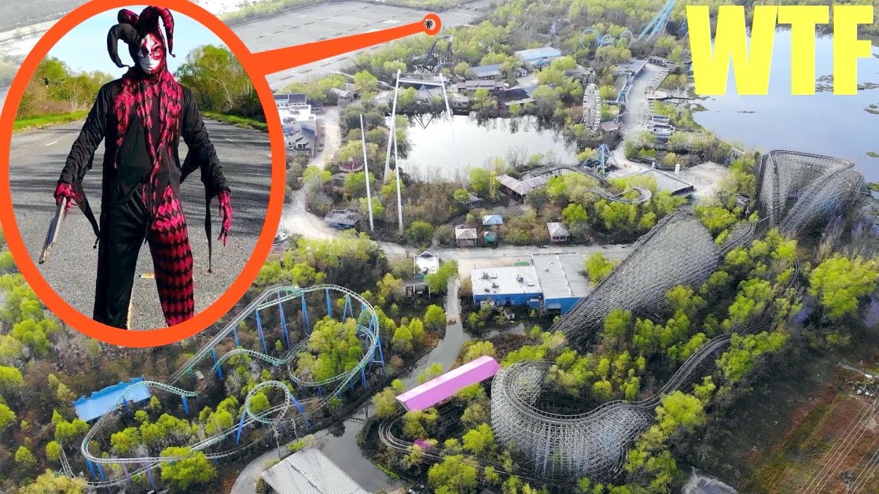you won't believe what my drone caught in this abandoned amusement park ...