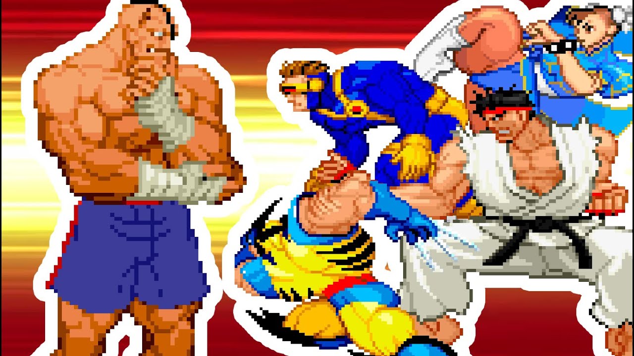 Sagat Vs Ryu/Chun-li/Cyclops/Wolverine - Xmen vs Street Fighter Mugen ...