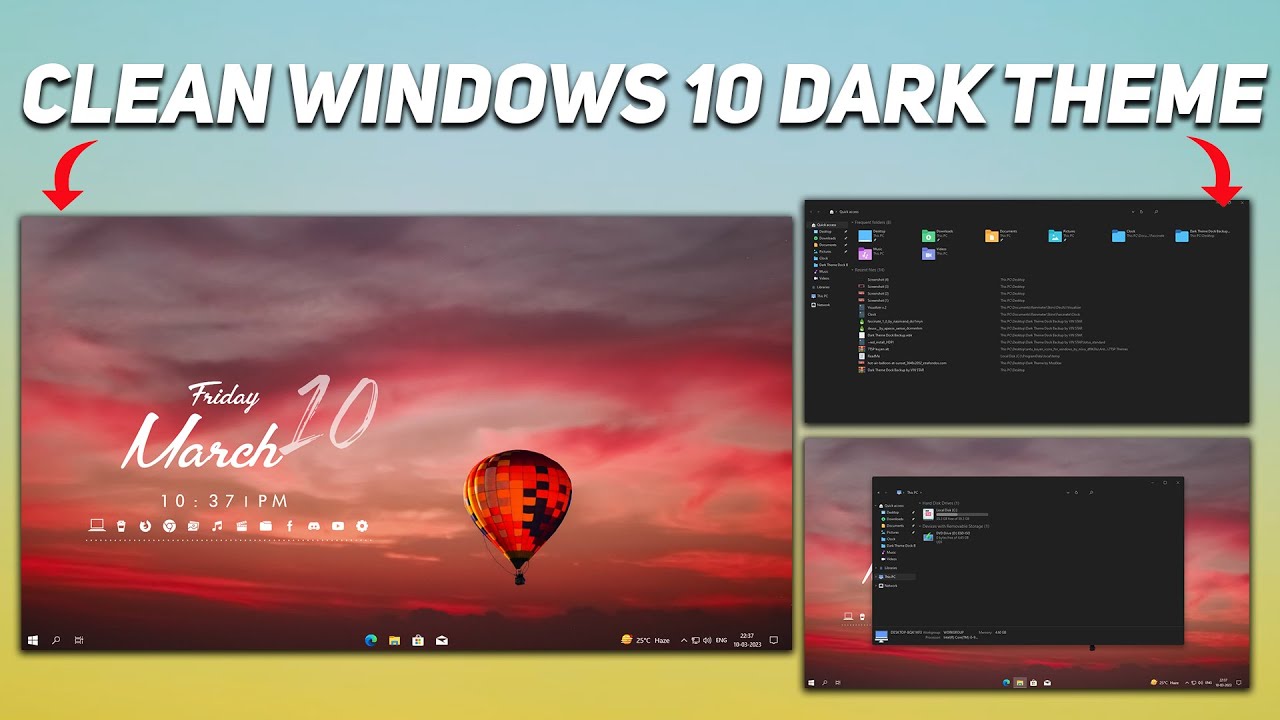 Windows 10 Dark Theme with Rainmeter || 2023 || ModStar - YouTube