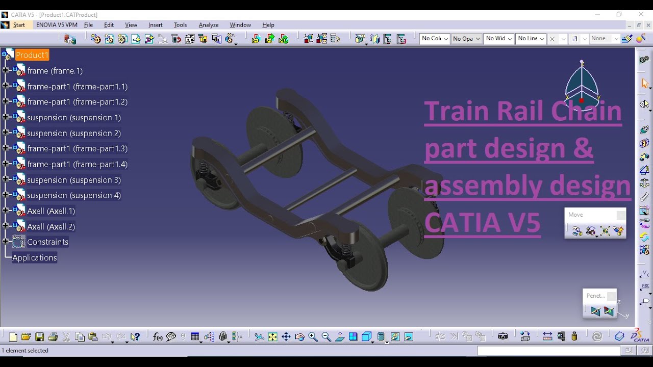 train rail chain part design & assembly design-CATIA V5 - YouTube