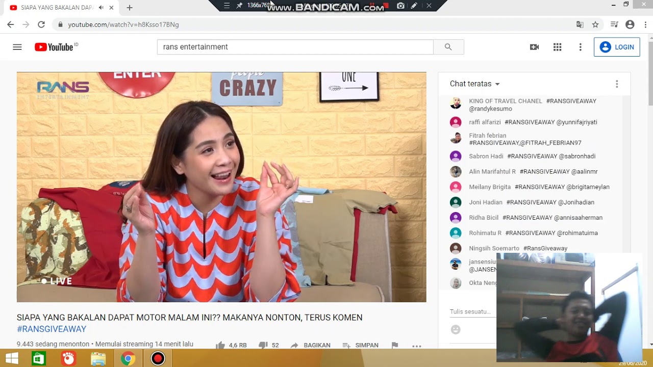 Giveaway rans entertainment - hadiah Motor Hp uang jutaan rupiah - YouTube
