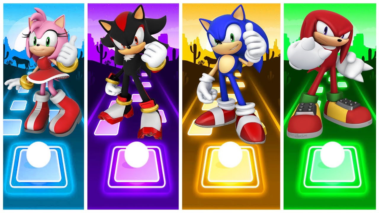 Amy vs Shadow vs Sonic vs Knuckles - Tiles Hop EDM Rush - YouTube