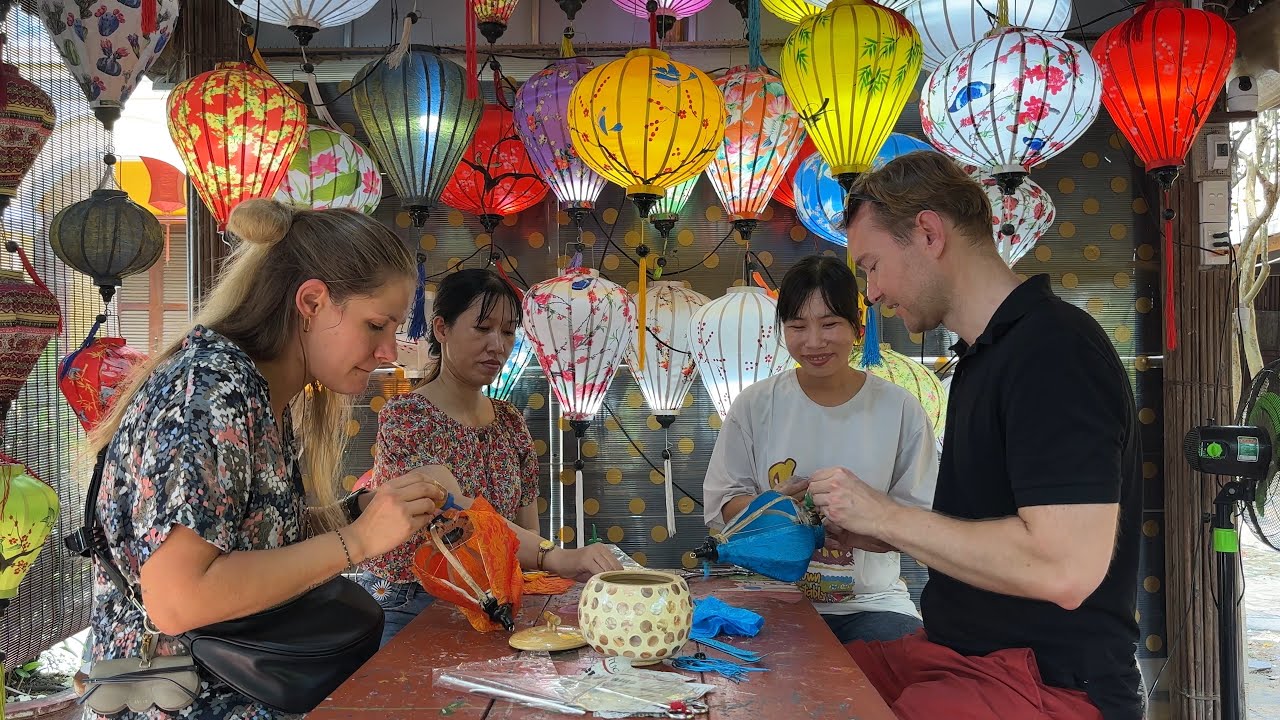We made Vietnamese Lanterns in Hoi An City 🇻🇳 Lantern Making Class in Vietnam 2023 - YouTube