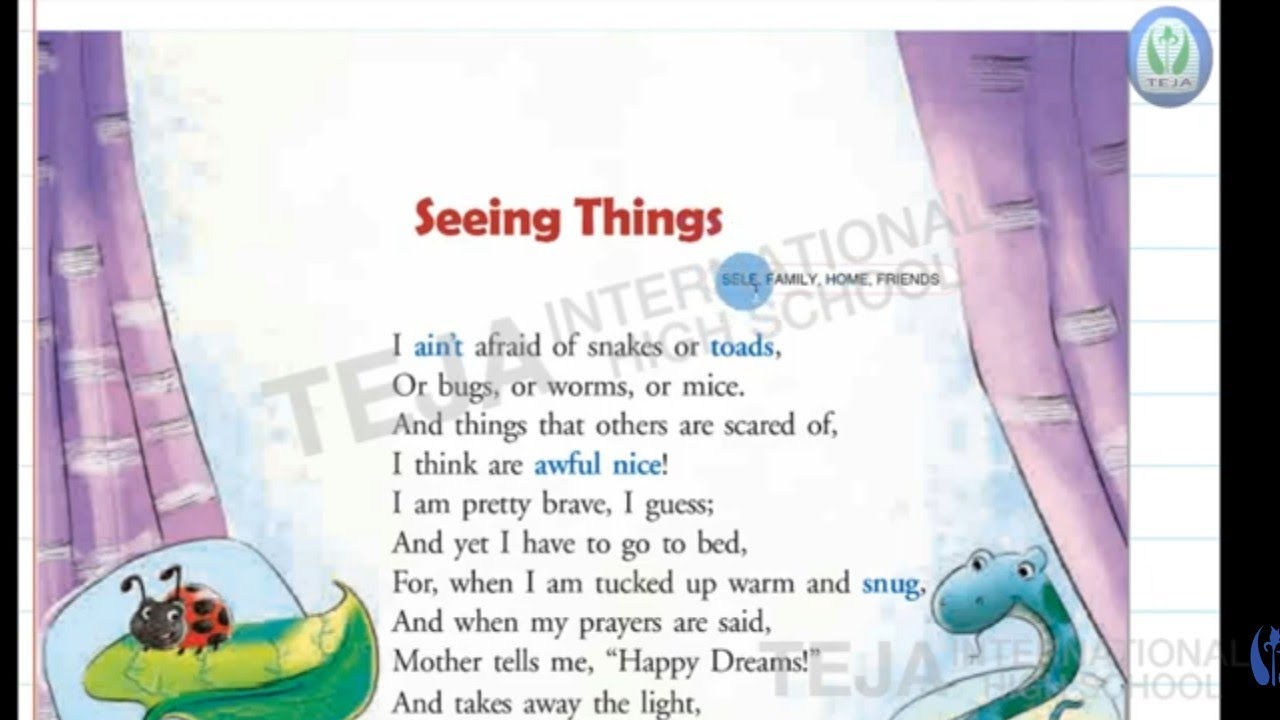 #Seeing things #Class-3, # Poem, #New gems english reader (Explained in ...