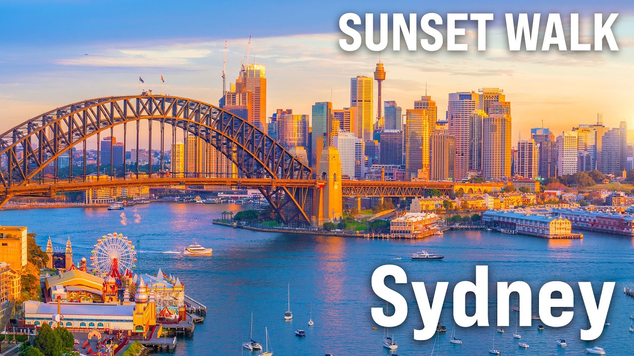 Sydney SUNSET WALK: Experience Australia's Golden Hour and Sydney at Night with Captions [4K ...