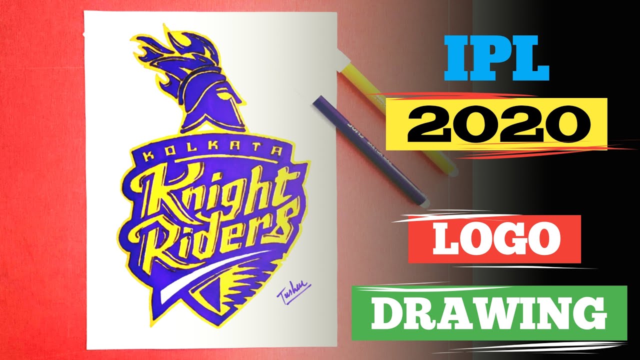 KKR Logo Drawing// IPL Logo DRAWING//Kolkata Knight Riders logo Drawing ...