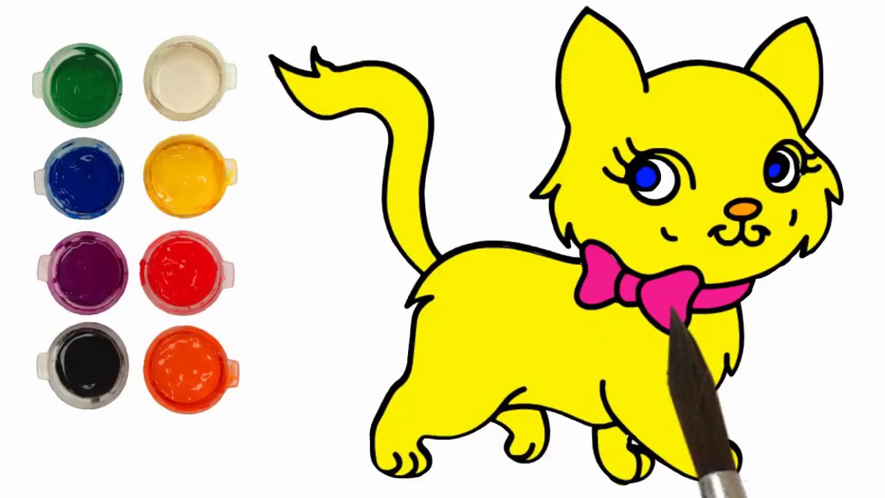 Drawing and Coloring for Yellow Cat l How to Draw for Kids l Learing ...