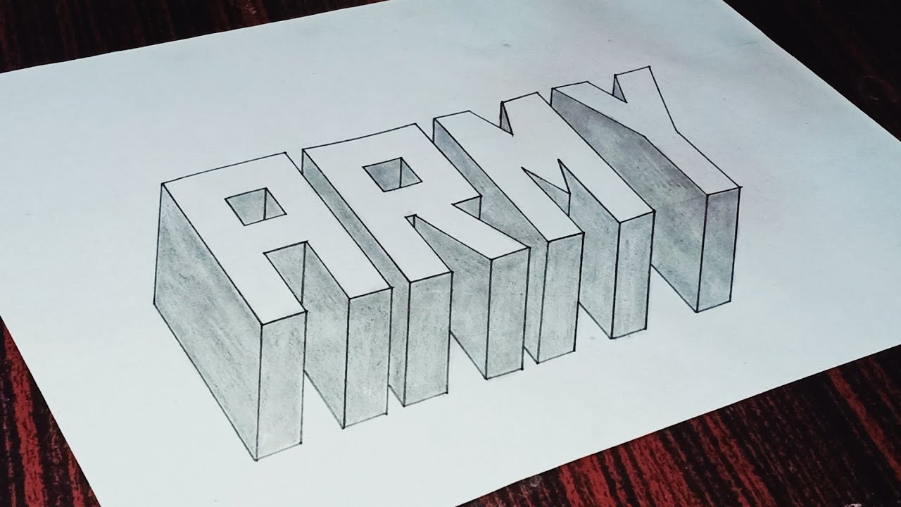 How to draw word ARMY | 3d Army drawing | Drawing tricks - YouTube