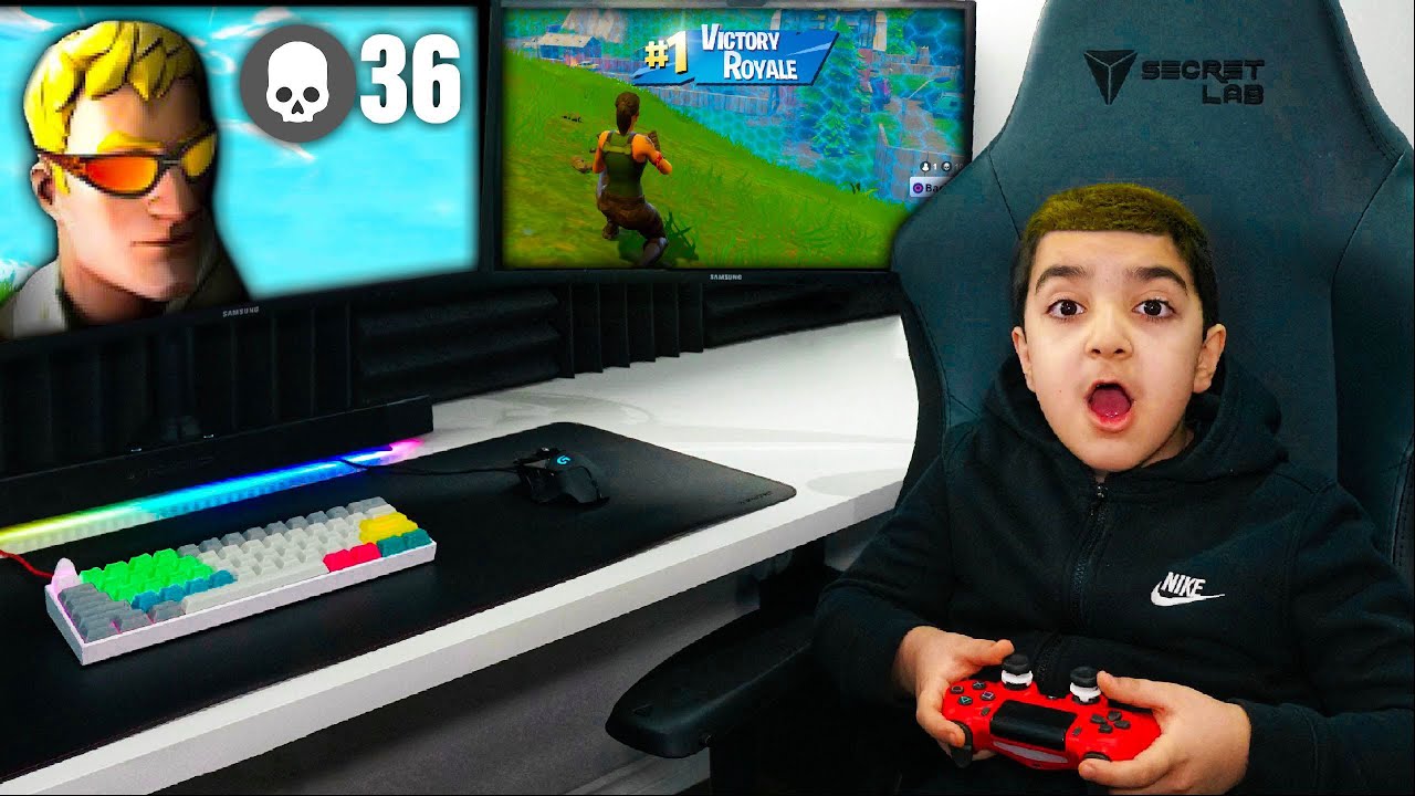 My Little Brother Plays Fortnite On Tfues Account! (LITTLE KID TURNS ...