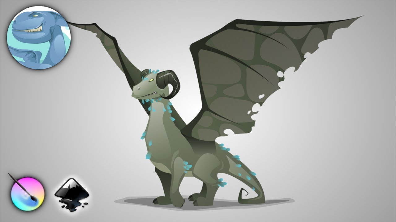 Green dragon. Inkscape vector art with quick sketch in Krita. - YouTube