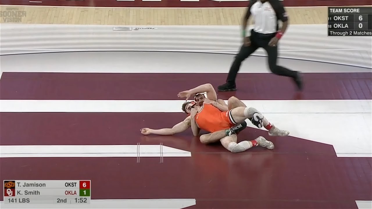 141lbs Tagen Jamison (Oklahoma State) vs Kaden Smith (Oklahoma) - YouTube