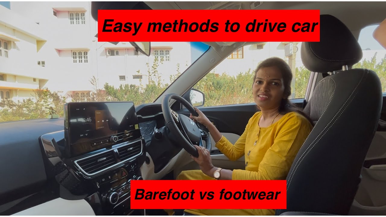 barefoot vs footware driving || car driving tutorial for beginners ...