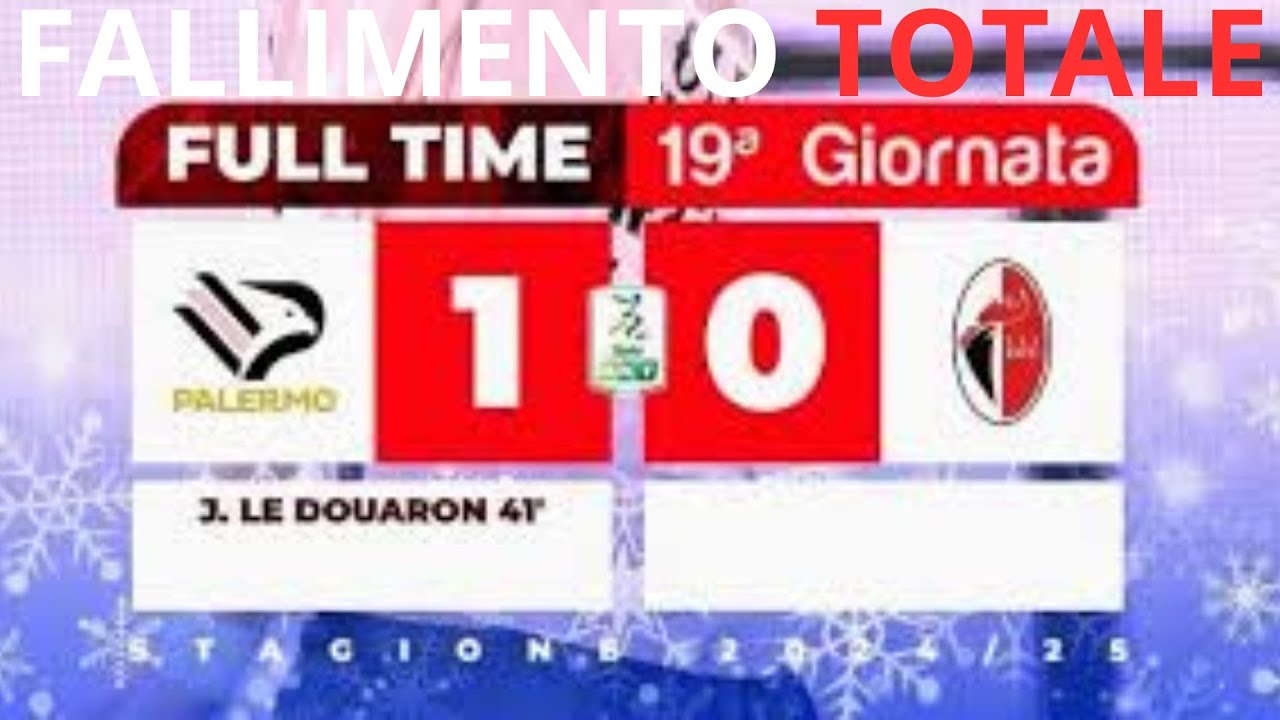 FALLIMENTO TOTALE: RESURREZIONE DEI MORTI! PALERMO BARI 1-0 - YouTube