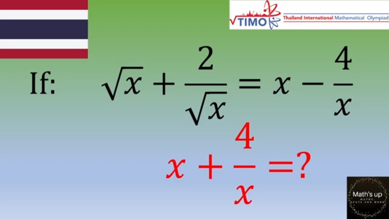 Thailand Mathematical Olympiad: a nice problem to solve - YouTube