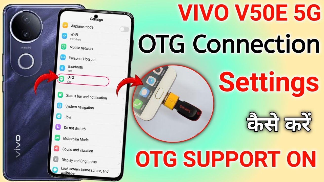 How to connect otg in vivo v50e !! Vivo v50e otg settings !! Vivo v50e me otg connect kaise kare ...