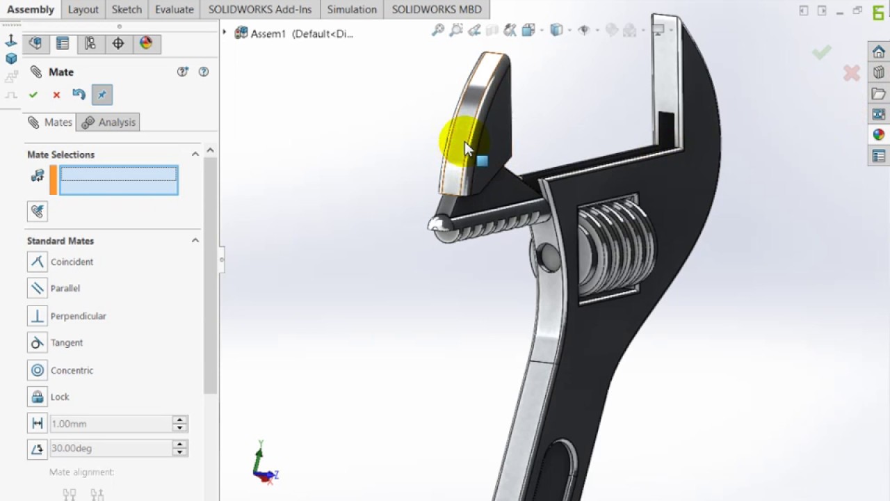 Asambly 3D Adjustable wrench #SOLIDWORKS - YouTube